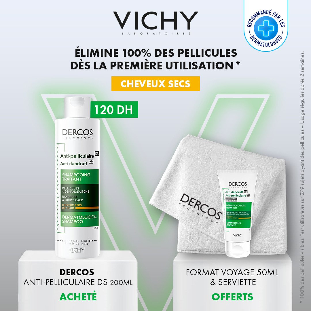 Vichy Dercos Shampoing Traitant Anti-Pelliculaire Cheveux Secs | 200ml ...