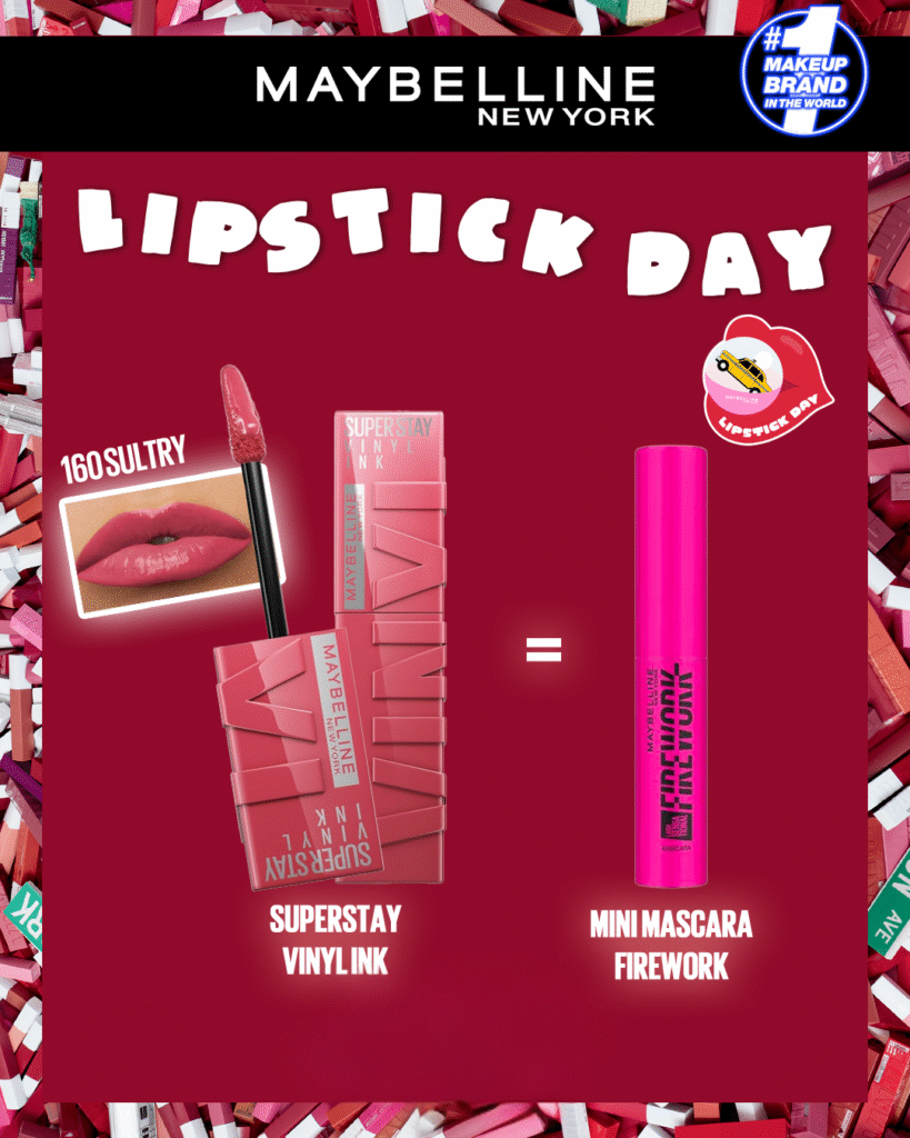 MAYBELLINE SUPERSTAY VINYL INK 160 SULTRY = MINI MASCARA FIREWORK ...